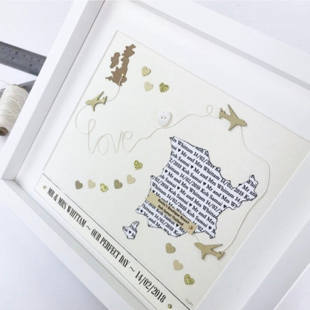 Beach wedding venue Getting married abroad map gift personalised uniqu ...