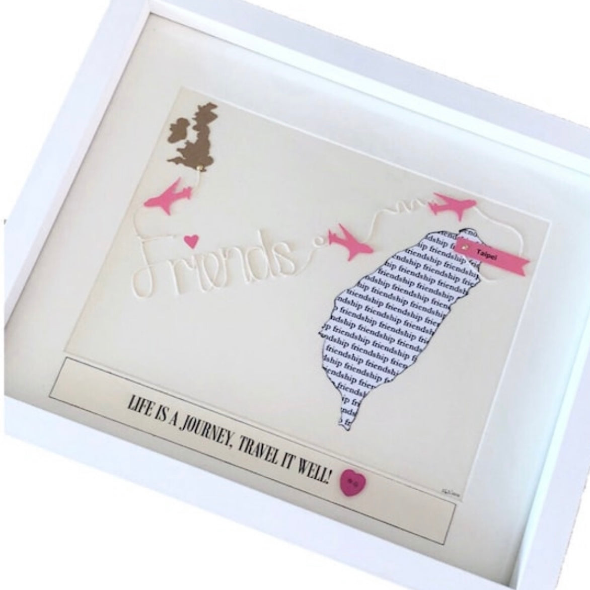 Gift for friend map going away present Best friends forever You and me ...